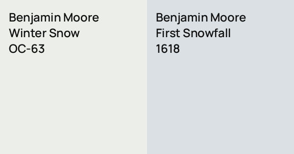Benjamin Moore Winter Snow vs. Benjamin Moore First Snowfall comparison