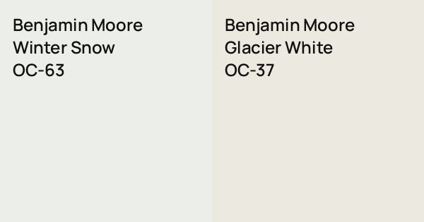Benjamin Moore Winter Snow vs. Benjamin Moore Glacier White comparison