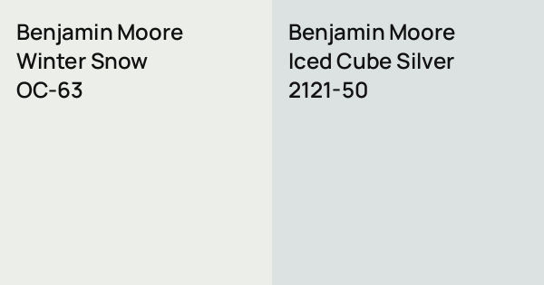 Benjamin Moore Winter Snow vs. Benjamin Moore Iced Cube Silver comparison