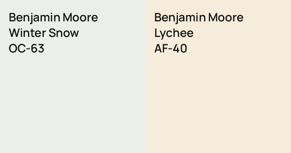 Benjamin Moore Winter Snow vs. Benjamin Moore Lychee comparison