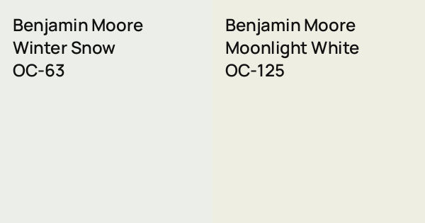 Benjamin Moore Winter Snow vs. Benjamin Moore Moonlight White comparison