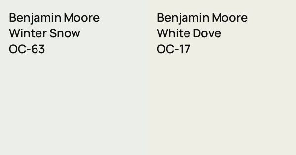Benjamin Moore Winter Snow vs. Benjamin Moore White Dove comparison