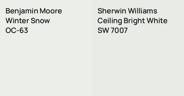 Benjamin Moore Winter Snow vs. Sherwin Williams Ceiling Bright White ...