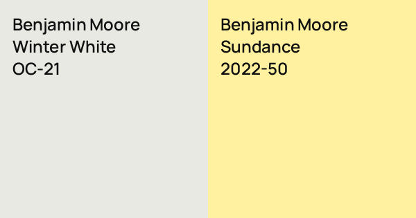 Benjamin Moore Winter White vs. Benjamin Moore Sundance comparison