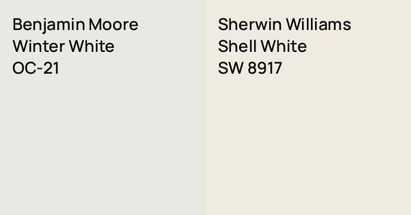 Benjamin Moore Winter White vs. Sherwin Williams Shell White comparison