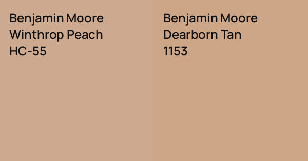 Benjamin Moore Winthrop Peach vs. Benjamin Moore Dearborn Tan comparison