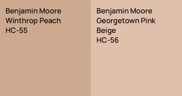 Benjamin Moore Winthrop Peach vs. Benjamin Moore Georgetown Pink Beige ...