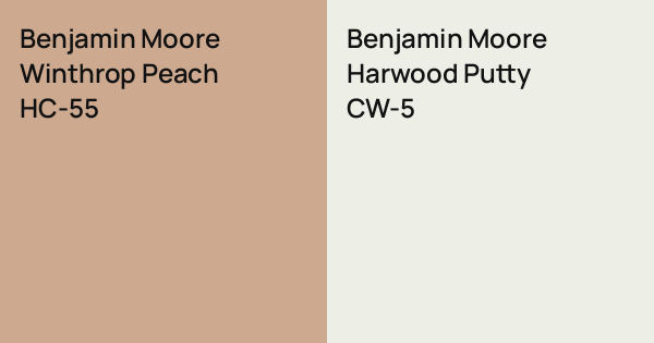 Benjamin Moore Winthrop Peach vs. Benjamin Moore Harwood Putty comparison