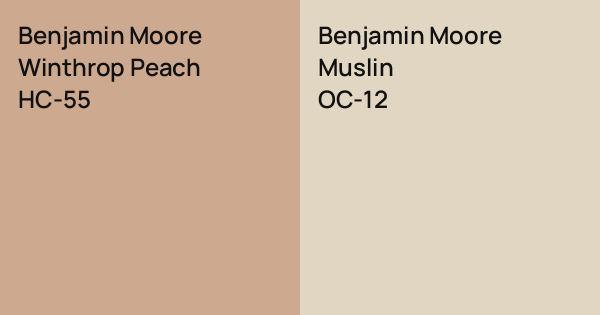 Benjamin Moore Winthrop Peach vs. Benjamin Moore Muslin comparison