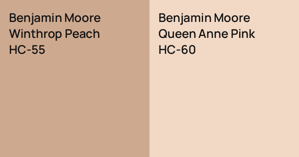 Benjamin Moore Winthrop Peach vs. Benjamin Moore Queen Anne Pink comparison