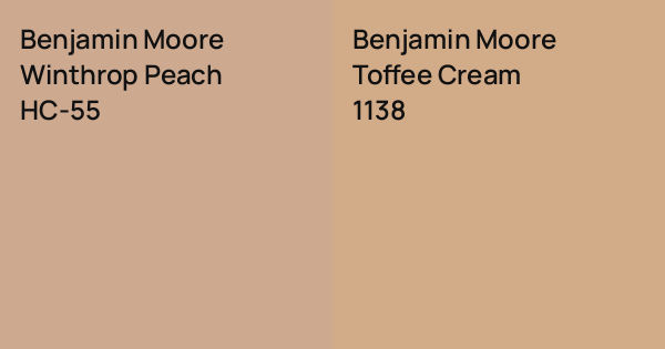 Benjamin Moore Winthrop Peach vs. Benjamin Moore Toffee Cream comparison