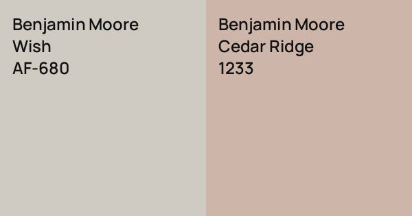 Benjamin Moore Wish vs. Benjamin Moore Cedar Ridge comparison