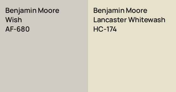 Benjamin Moore Wish vs. Benjamin Moore Lancaster Whitewash comparison