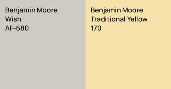 Benjamin Moore Wish vs. Benjamin Moore Traditional Yellow comparison