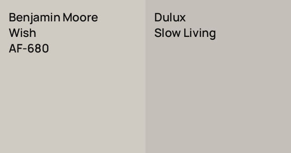 Benjamin Moore Wish vs. Dulux Slow Living comparison