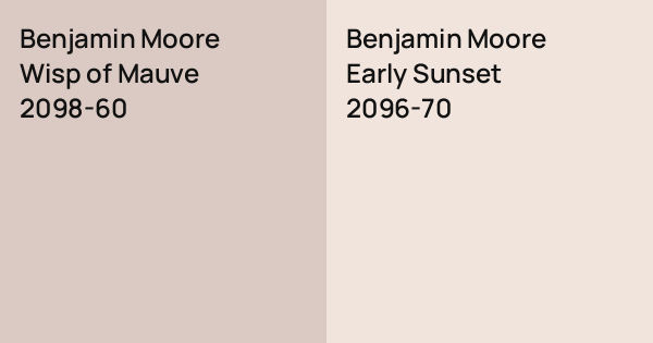 Benjamin Moore Wisp of Mauve vs. Benjamin Moore Early Sunset comparison