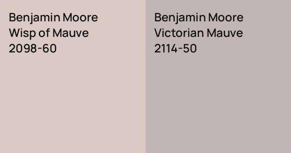 Benjamin Moore Wisp of Mauve vs. Benjamin Moore Victorian Mauve comparison