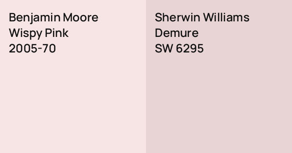 Benjamin Moore Wispy Pink vs. Sherwin Williams Demure comparison