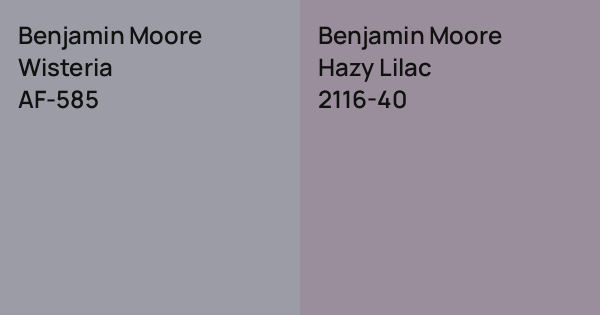 Benjamin Moore Wisteria vs. Benjamin Moore Hazy Lilac comparison