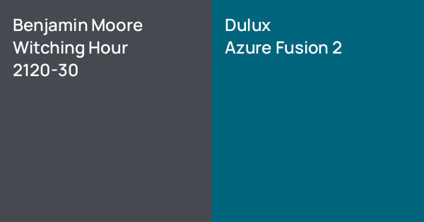 Benjamin Moore Witching Hour vs. Dulux Azure Fusion 2 comparison