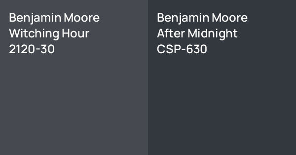 Benjamin Moore Witching Hour vs. Benjamin Moore After Midnight comparison