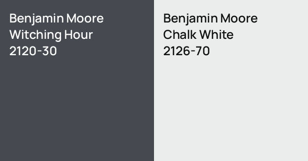 Benjamin Moore Witching Hour vs. Benjamin Moore Chalk White comparison
