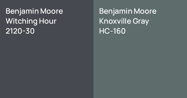 Benjamin Moore Witching Hour vs. Benjamin Moore Knoxville Gray comparison