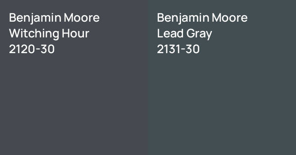 Benjamin Moore Witching Hour vs. Benjamin Moore Lead Gray comparison