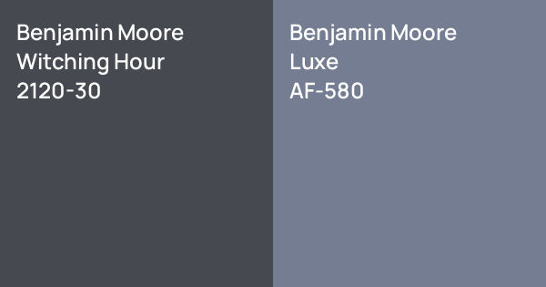 Benjamin Moore Witching Hour vs. Benjamin Moore Luxe comparison