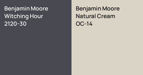 Benjamin Moore Witching Hour vs. Benjamin Moore Natural Cream comparison