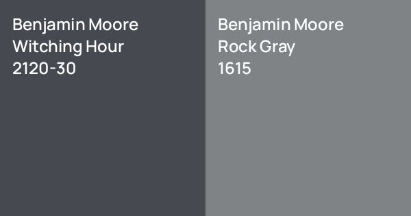 Benjamin Moore Witching Hour vs. Benjamin Moore Rock Gray comparison