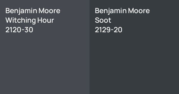 Benjamin Moore Witching Hour vs. Benjamin Moore Soot comparison