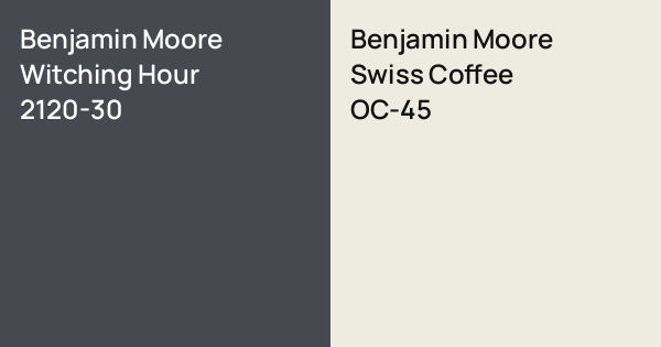 Benjamin Moore Witching Hour vs. Benjamin Moore Swiss Coffee comparison