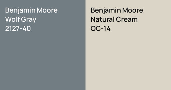 Benjamin Moore Wolf Gray vs. Benjamin Moore Natural Cream comparison