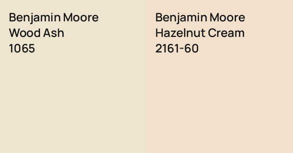 Benjamin Moore Wood Ash vs. Benjamin Moore Hazelnut Cream comparison