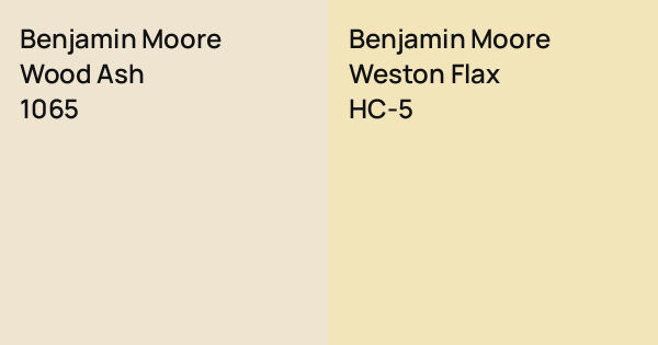 Benjamin Moore Wood Ash vs. Benjamin Moore Weston Flax comparison
