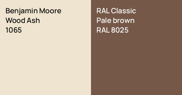 Benjamin Moore Wood Ash vs. RAL Classic Pale brown comparison
