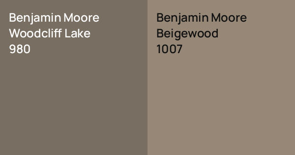 Benjamin Moore Woodcliff Lake vs. Benjamin Moore Beigewood comparison