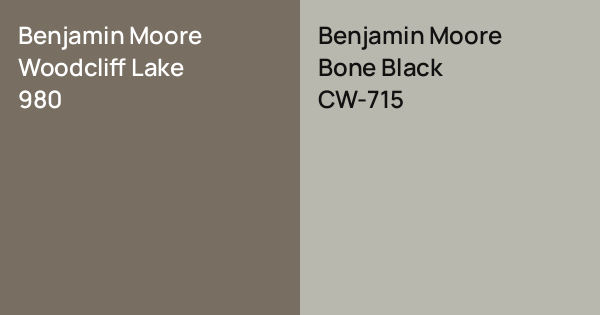 Benjamin Moore Woodcliff Lake vs. Benjamin Moore Bone Black comparison