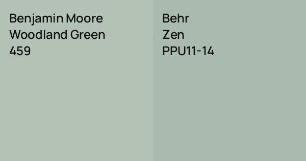 Benjamin Moore Woodland Green vs. Behr Zen comparison