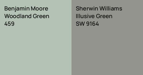 Benjamin Moore Woodland Green vs. Sherwin Williams Illusive Green ...