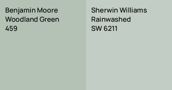 Benjamin Moore Woodland Green vs. Sherwin Williams Rainwashed comparison
