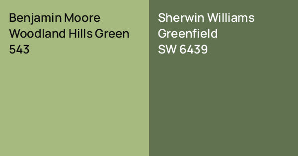 Benjamin Moore Woodland Hills Green vs. Sherwin Williams Greenfield ...