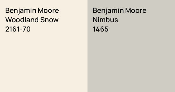 Benjamin Moore Woodland Snow vs. Benjamin Moore Nimbus comparison
