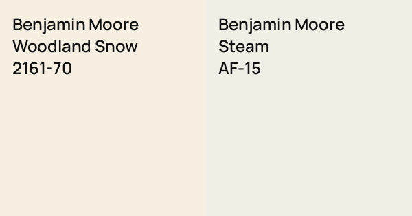 Benjamin Moore Woodland Snow vs. Benjamin Moore Steam comparison