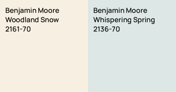 Benjamin Moore Woodland Snow vs. Benjamin Moore Whispering Spring ...