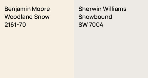 Benjamin Moore Woodland Snow vs. Sherwin Williams Snowbound comparison