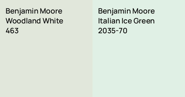 Benjamin Moore Woodland White vs. Benjamin Moore Italian Ice Green ...
