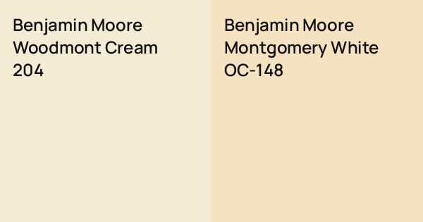 Benjamin Moore Woodmont Cream vs. Benjamin Moore Montgomery White ...