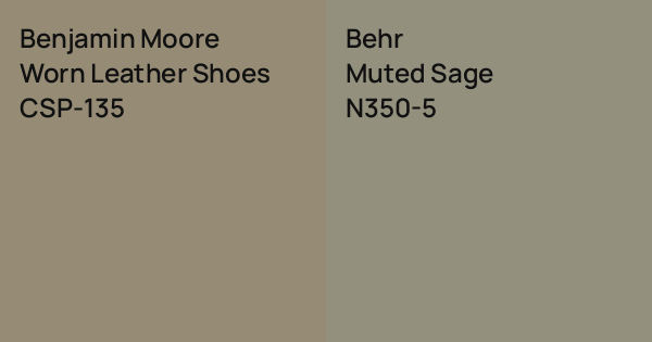 Benjamin Moore Worn Leather Shoes vs. Behr Muted Sage comparison